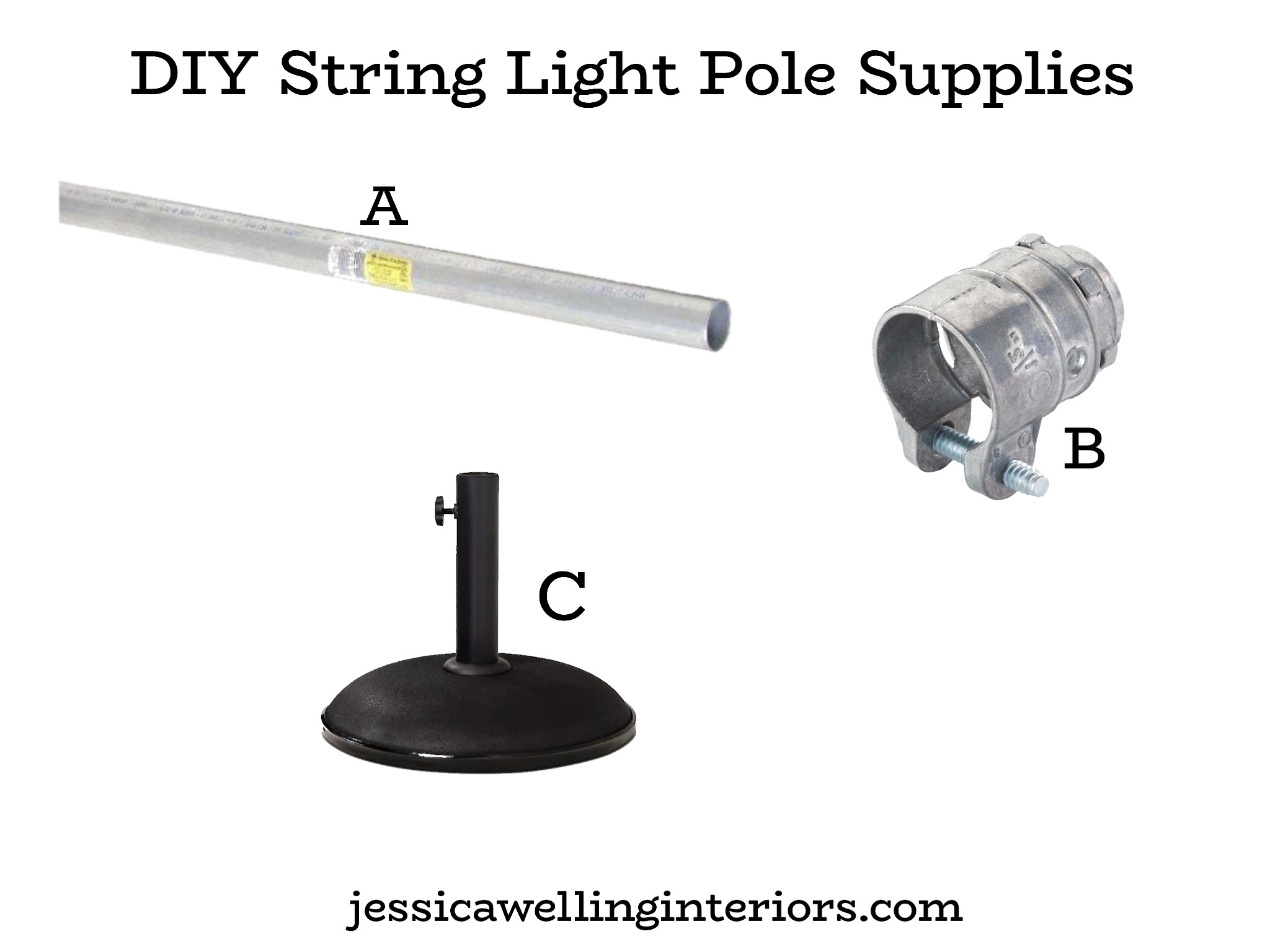 The Easiest DIY Outdoor String Light Poles Tutorial! - Jessica Welling ...