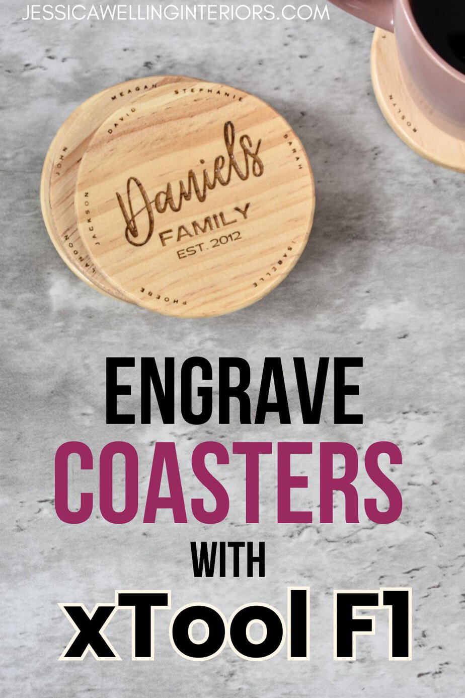 Engraved Wood Coasters with xTool F1 - Jessica Welling Interiors