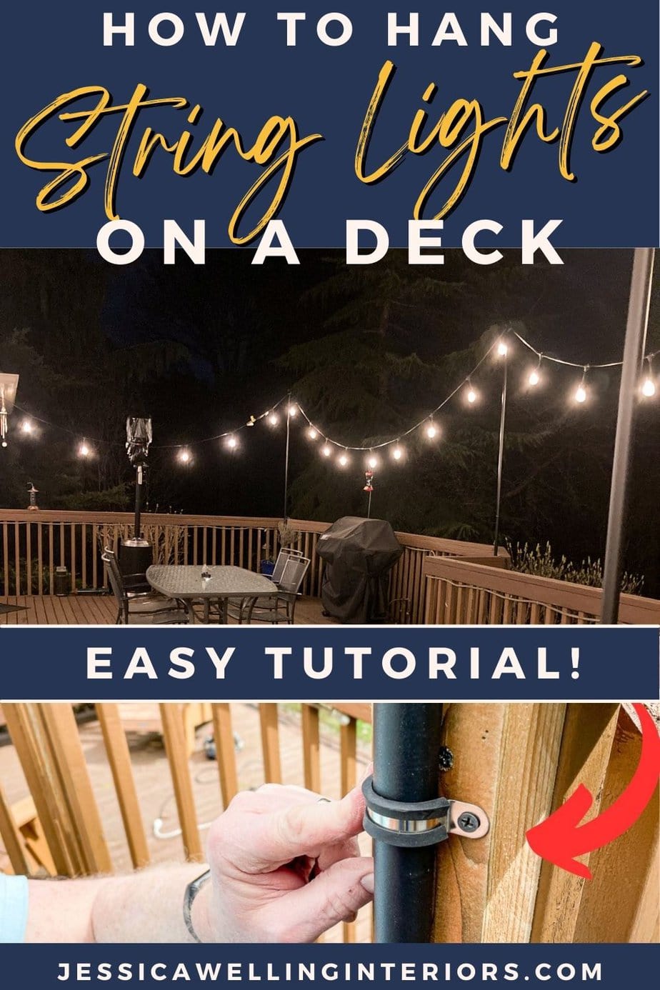 How to Hang String Lights on a Deck - Jessica Welling Interiors